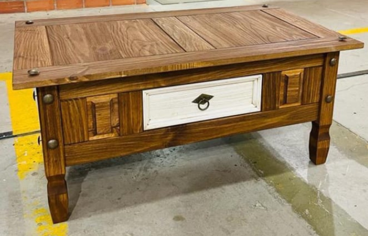 Mesa de living madera texturada mex. Muebles Mesas de centro